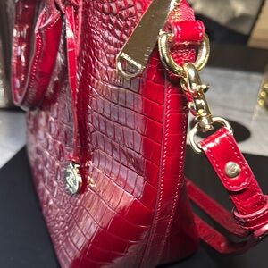Brahmin | Bags | Brahmin Red Leather Satchel With Crocodile Texture ...
